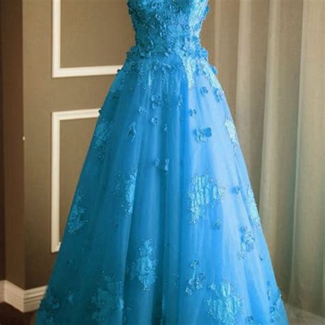 Ice Blue Prom Dresssweetheart Prom Dresstulle Evening Gownslong