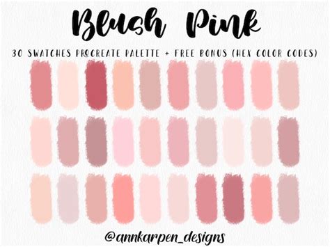 Blush Procreate Color Palette Hex Codes Peach Pink Canada