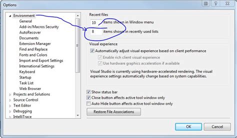 Vssettings Show More Than Or Less Than Six Recent Projects In