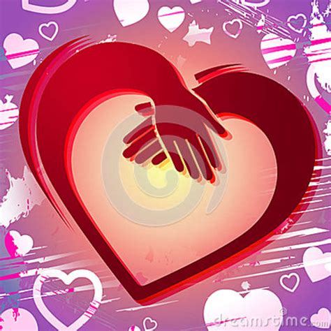 Holding Hands Shows Valentines Day And Affectionate Stock Illustration