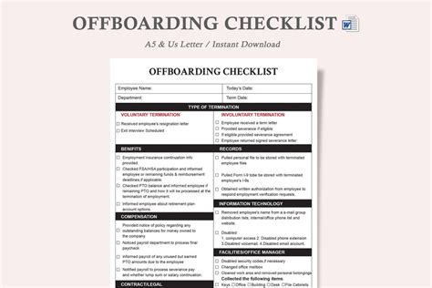 Offboarding Checklistoffboarding Checklist Templateemployee
