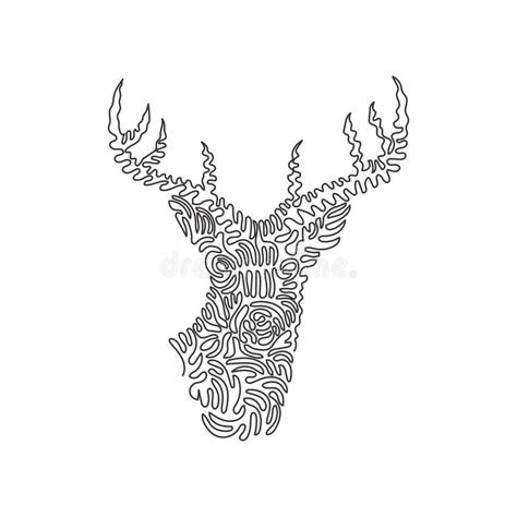 Continuous One Line Drawing Of Beautiful Antlers Deer Curve Abstract