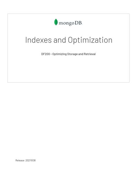 Df200 01 Indexes And Optimization Mongo Db Training Pdf