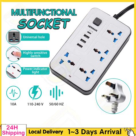 2m Power Socket 4 Usb Port 4 Universal Power Strip Extension Plug Power Socket Electric Sockets