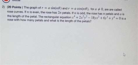 Solved Points The graph of r asin nθ and r acos nθ Chegg