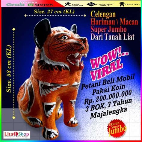 Jual Celengan Harimau Super Jumbo Celengan Macan Tanah Liat Gerabah L