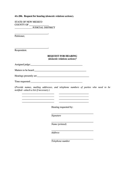 Fillable Request For Hearing Printable Pdf Download