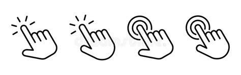 hand click icon clicking finger icon pointer icon stock vector
