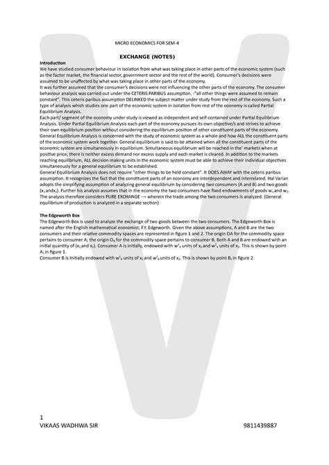 SEM Micro Notes For Unit MICRO ECONOMICS FOR SEM EXCHANGE NOTES Introduction We