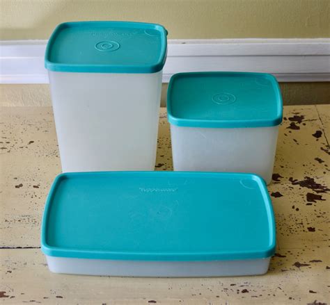 Tupperware Containers With Teal Lids 2002 Bought In Germany Square Tupperware Aqua Tupperware