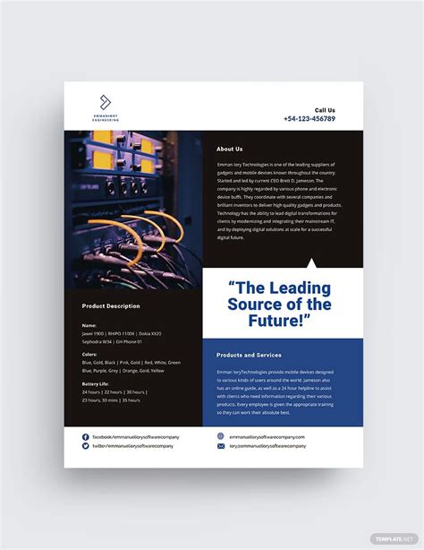 Technical Datasheet Template In Pages Word PSD Publisher PDF