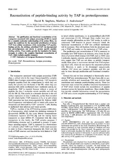 Pdf Reconstitution Of Peptide Binding Activity By Tap In