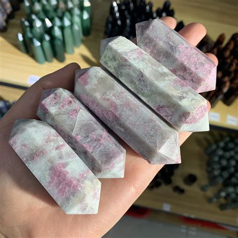 Natural Polished Plum Tourmaline Double Obelisk Point Pink Tourmaline