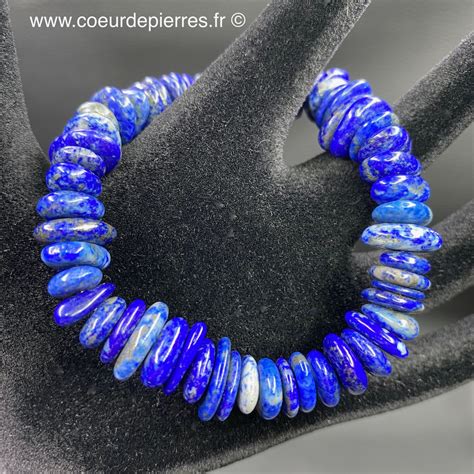 Bracelet Lapis Lazuli Perles Plates Cœur De Pierres