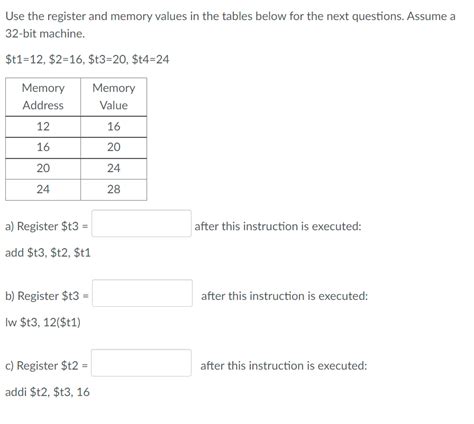 Solved Use The Register And Memory Values In The Tables