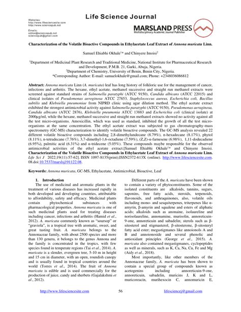 Pdf Characterization Of The Volatile Bioactive Compounds In
