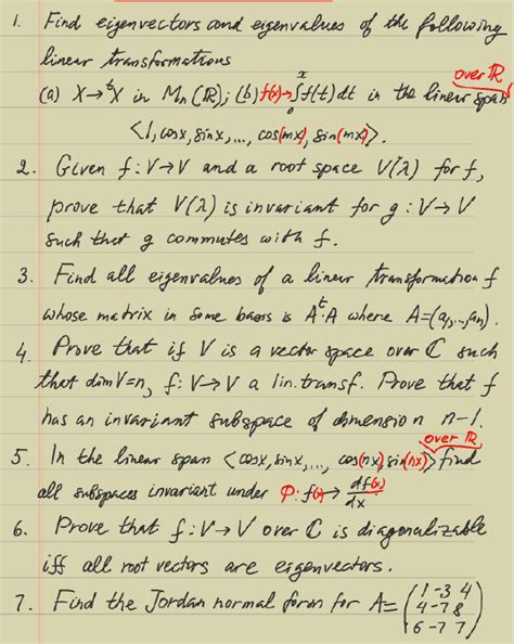 Solved 1 Find Eigenvectors And Eigenvalues Of The Frelowing