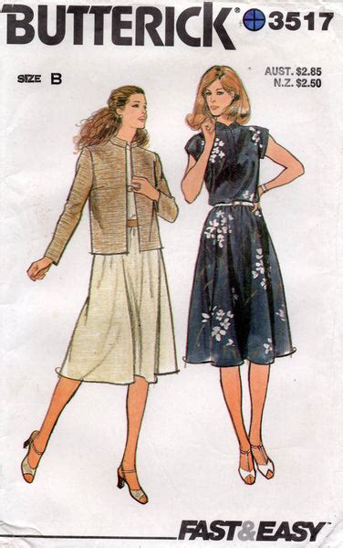 Uncut Factory Folded Vintage 1980 S Butterick Pattern 3517 Dress