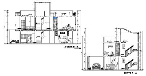 Section Of The Residential House Plan Is Given In This Autocad Dwg