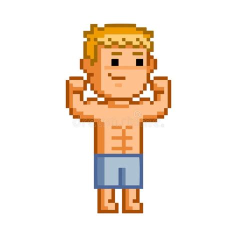 Vector Pixel Bodybuilder Sport Fitness Man Royalty Free Illustration