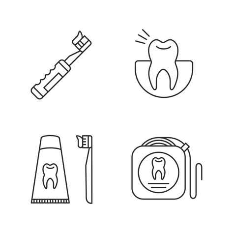 Dentistry Linear Icons Set Stomatology Toothache Electric Toothbrush