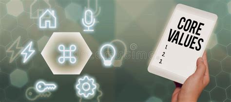 Text Sign Showing Core Values Business Overview Belief Person Or