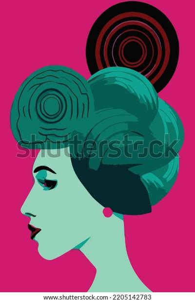 Beautiful Graphic Retro Style Girl Portrait Stock Vector Royalty Free