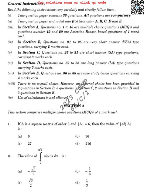 12 Mathematics 2023 All Region Question Papers Pdf Mathematics Mathematical Analysis