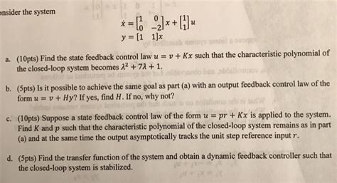 Solved This Is A Problem About Linear System Analysis In The Chegg Com