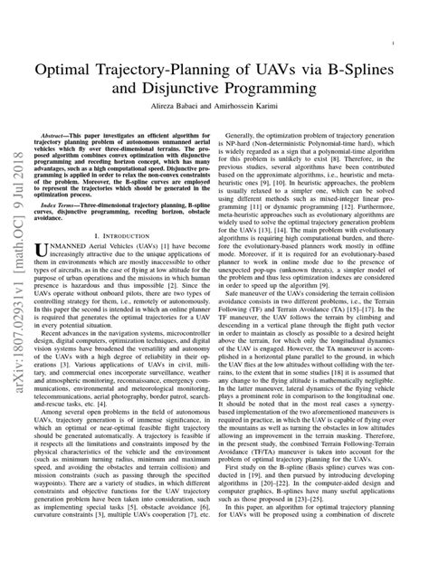 Optimal Trajectory Planning Of Uavs Via B Splines And Disjunctive