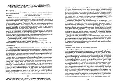 Pdf Automated Crystal Orientation Mapping Acom Of Thin Metallization Layers And Interconnects
