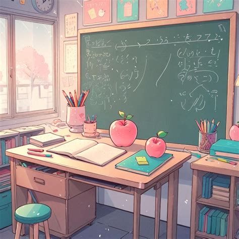A Drawing Of A Classroom With A Chalkboard And A Chalkboard With