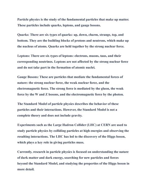 Particle Physics Notes Particle Physics Is The Study Of The