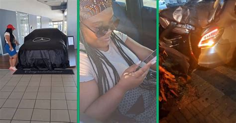Mzansi Woman Shows How She Crashed Newly Bought Mercedes Benz On Tiktok