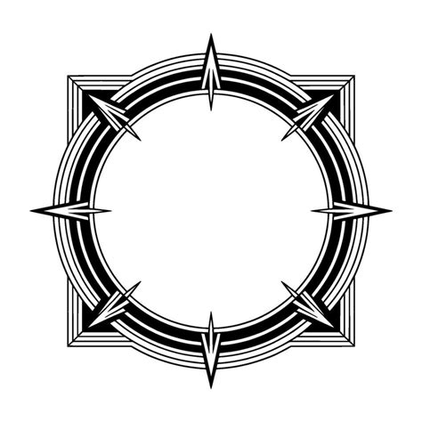 Art Deco Compass Rose Frame With Arrows Black And White Isolated 66953271 Vector Art At Vecteezy