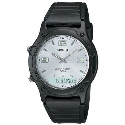 Casio Mens White Dial Ana Digi Watch Black Resin Strap Walmart