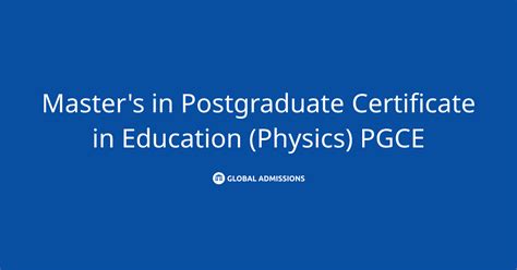 Masters In Postgraduate Certificate In Education Physics Pgce At