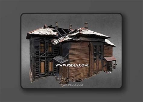 Burned Wooden Building For Reconstruction 3D Model
