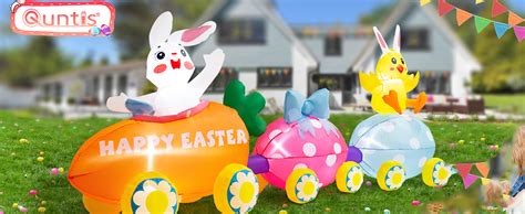 9ft Long Inflatable Easter Decorations With Led Lights Quntis Inflatable Easter Bunny Eggspress