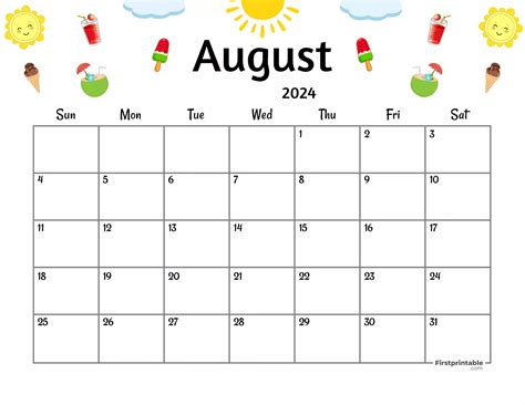 August 2026 Calendars Free Printable And Fillable Printable Calendar