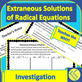 Extraneous Solution Of Radical Equations Investigation TPT