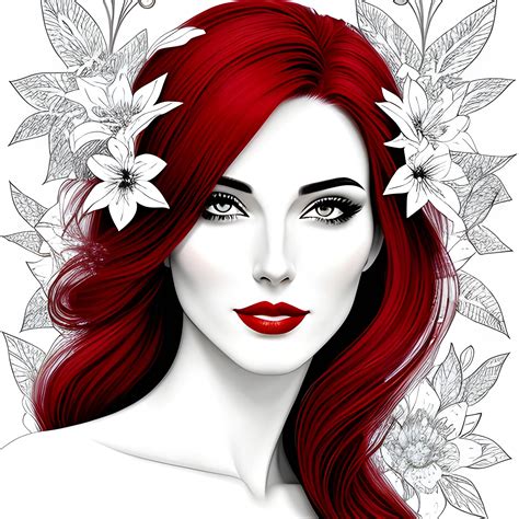 Beautiful Girl Digitally Drawn Poster Black And White Portrait