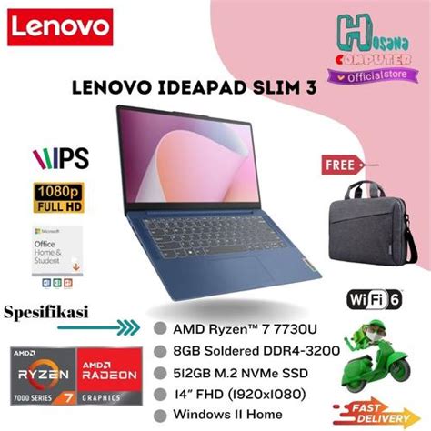 Promo LENOVO IDEAPAD SLIM RYZEN U GB GB SSD FHD IPS WIN OHS GB GB SSD
