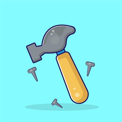 Ilustración de martillo y clavos icono de ilustración de herramientas