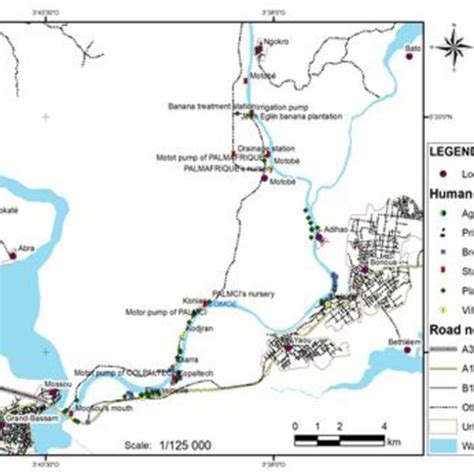 Location Of Stakeholders In The Lower Basin Of The Comoé River Download Scientific Diagram
