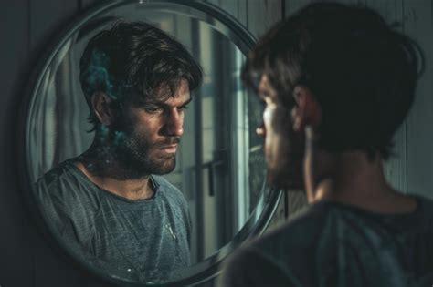 Identity Absence Surreal Concept Man In Front Of Mirror Reflecting