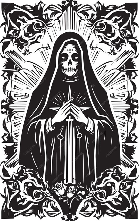 Santa Muerte Symbol Vector Illustration Santa Muerte Iconography Design