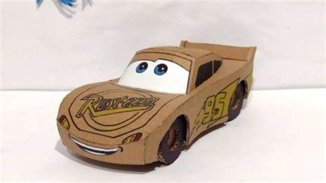 How To Make Lightning Mcqueen With Cardboard In 2025 Cardboard Car Cardboard Model Diy