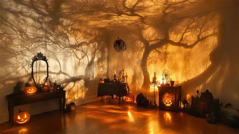 Halloween Decorations Cast Spooky Shadows On Walls Haunting Atmosphere