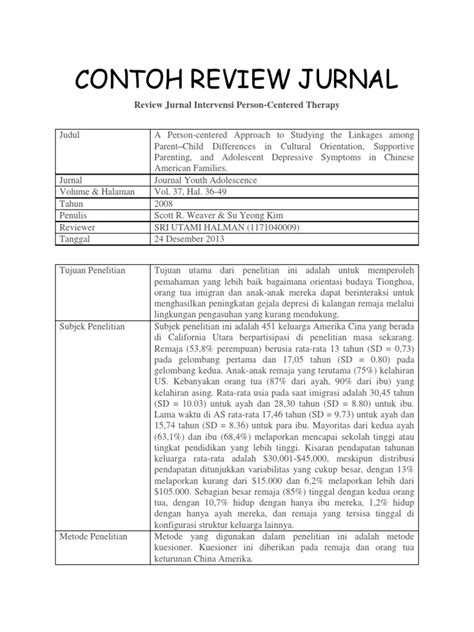 Contoh Penulisan Review Jurnal Riset